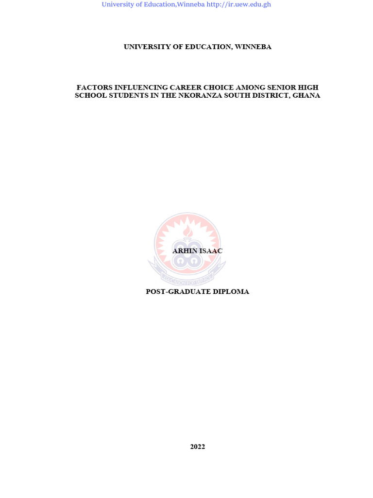 Factors Influencing Career Choice Among Senior High School Students in ... Factors Influencing Career Choice Among Senior High School Students in ...