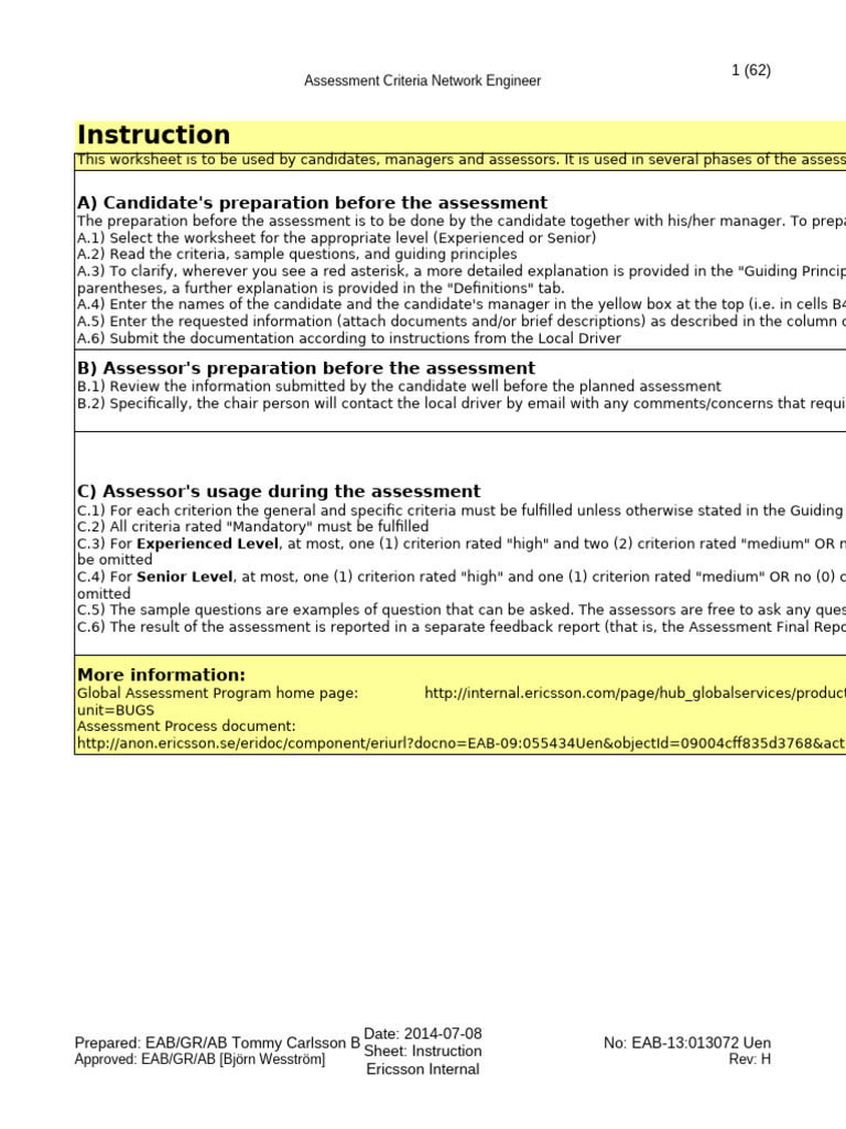 MS Assessment Criteria Optimization Engineer - NE1 | PDF