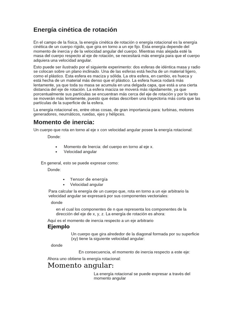 Energia Cinetica De Rotacion Pdf