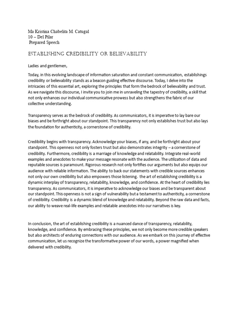 Prepared Speech | PDF