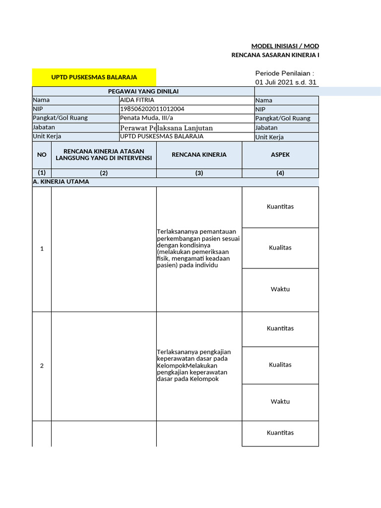 Simulasi Penyusunan SKP JF Final 35 Cell Aida | PDF