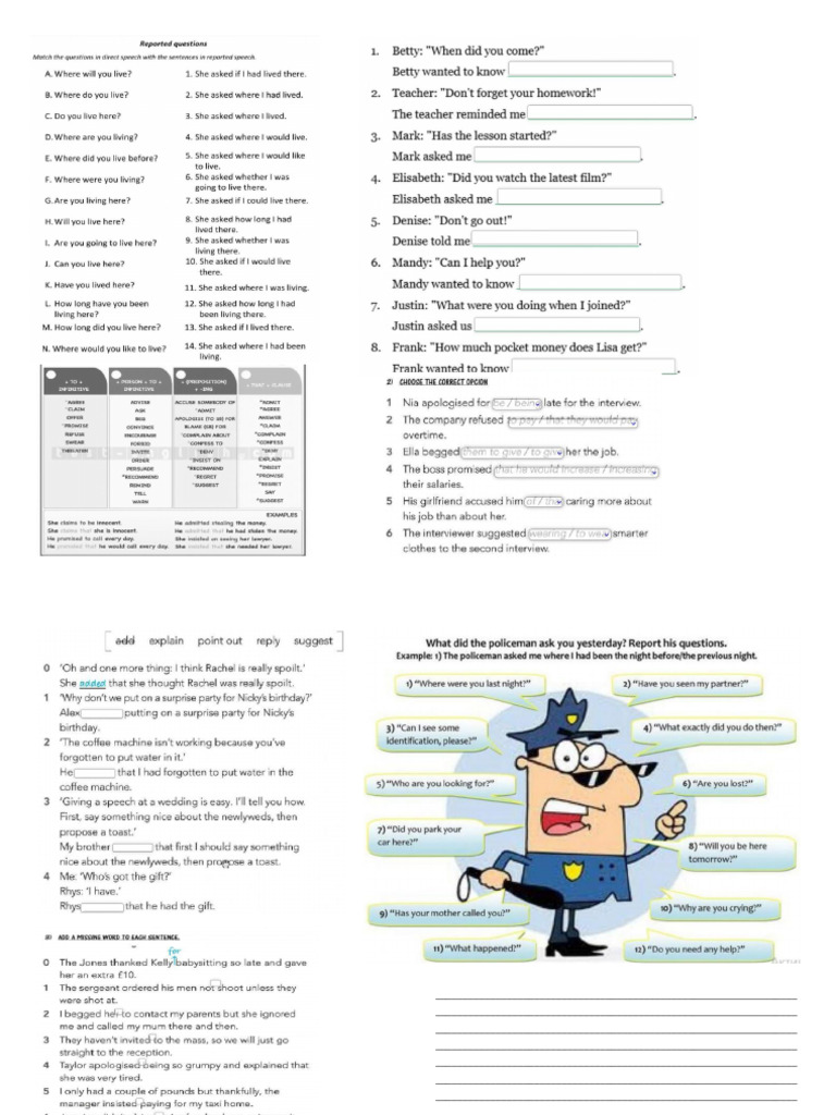 PRACTICE FOR THE TEST - Reported Speech | PDF | Finance & Money Management