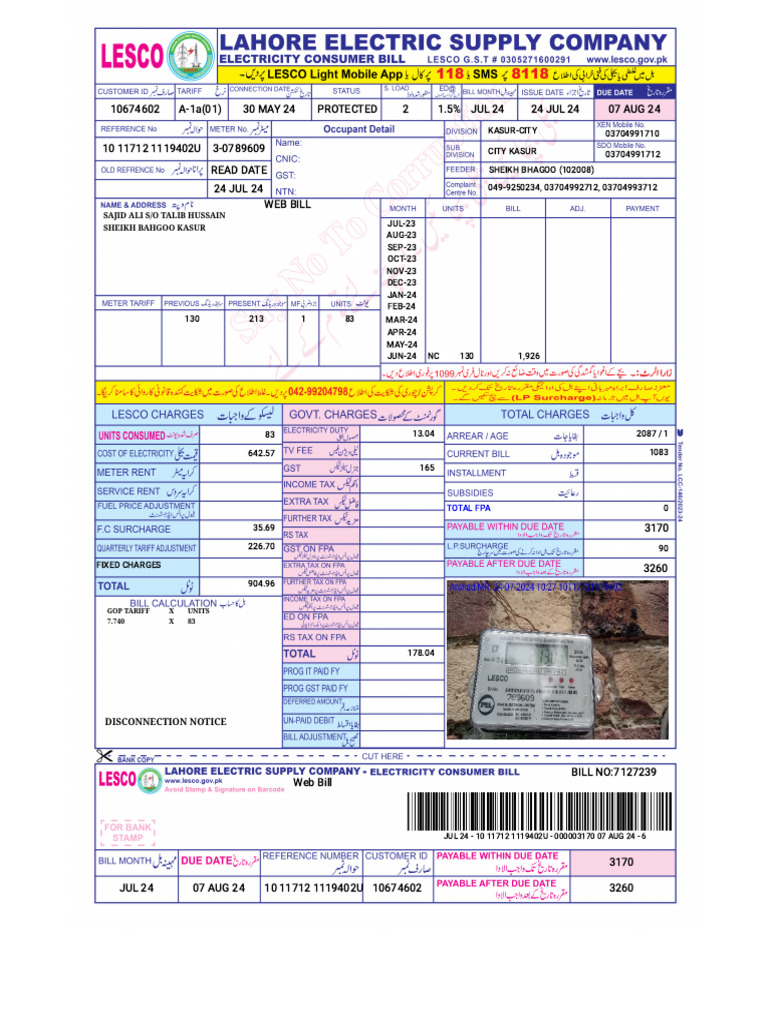 LESCO - Web Bill | PDF