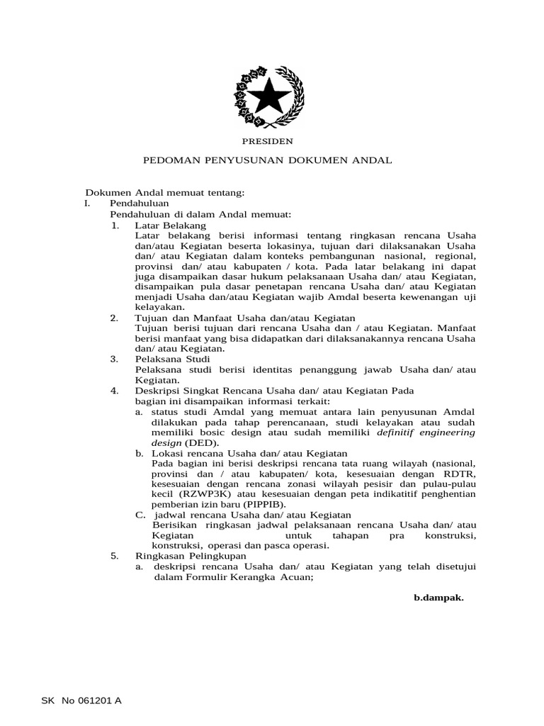Pedoman Penyusunan Dokumen Andal | PDF
