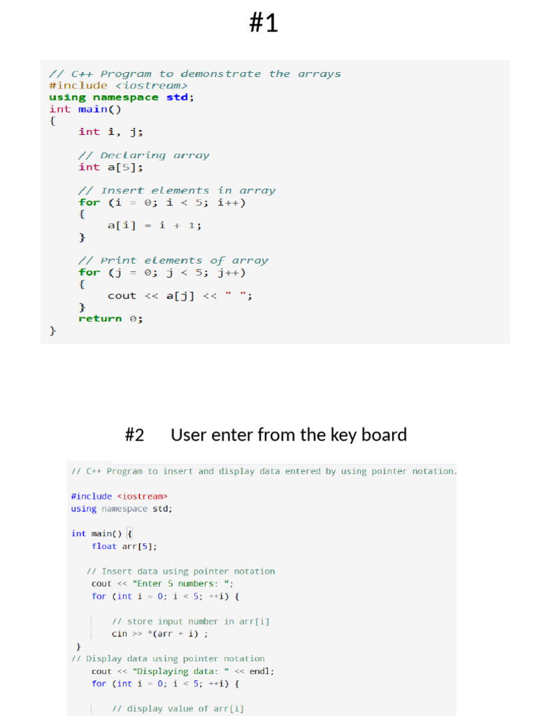 Arra & Pointer Example | PDF