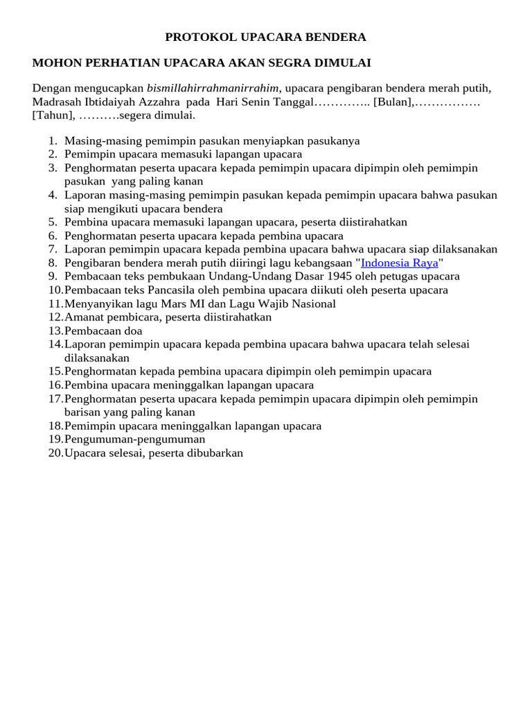 Protokol Upacara Bendera | PDF