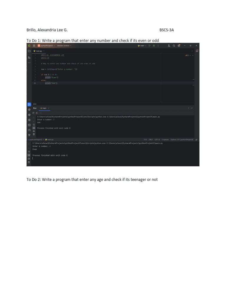 Write A Program That Enter Any Number and Check If Its Even or Odd | PDF