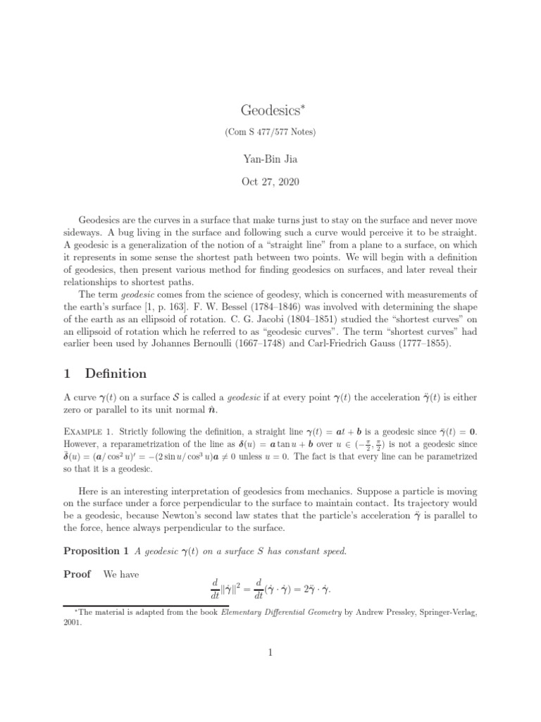 Geodesics | PDF