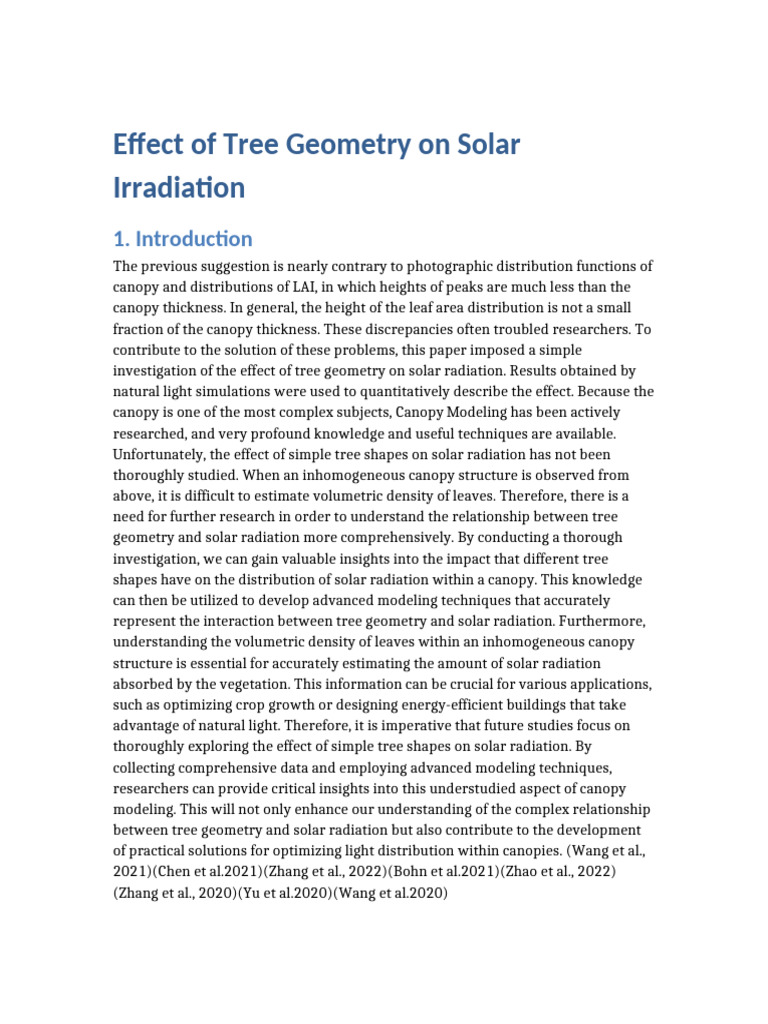 Effect of Tree Geometry On Solar Irradiation | PDF