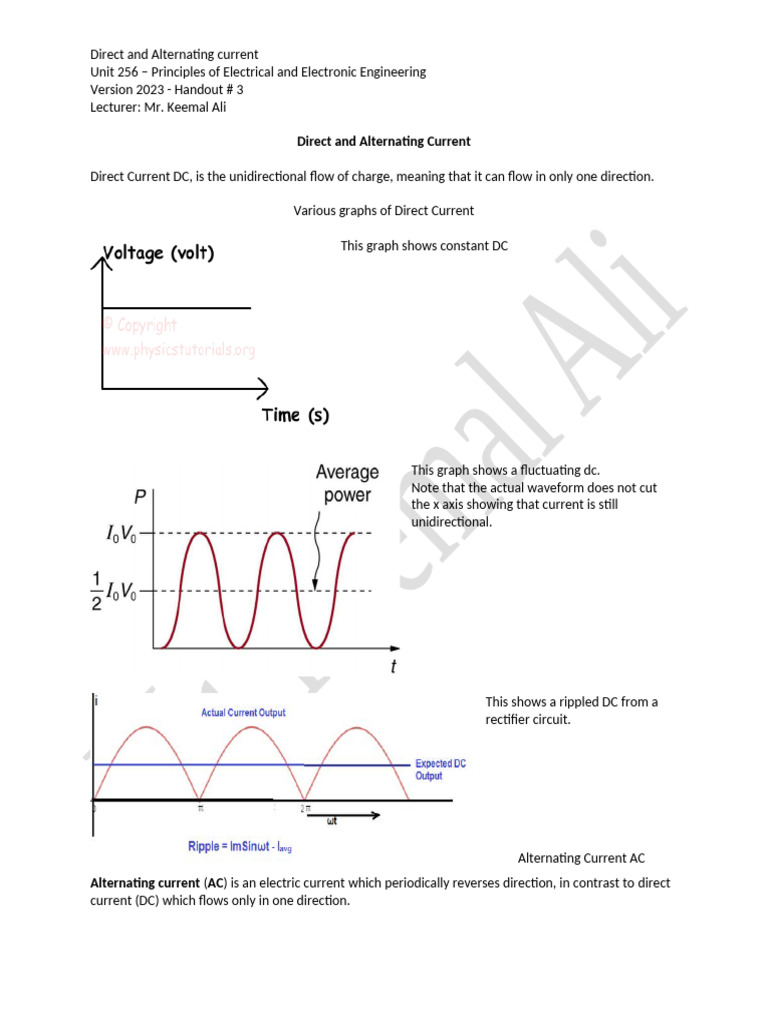 Direct and Alternating Current | PDF