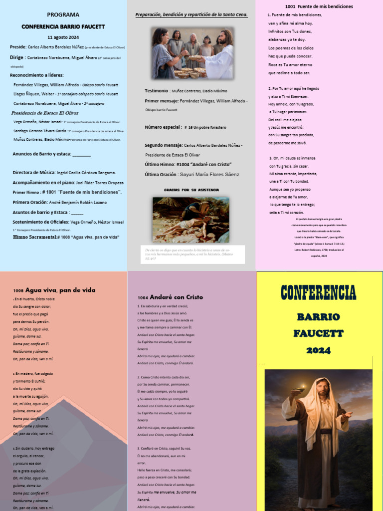 Triptico Conferencia 2024 Barrio Faucett | PDF | Cristo (título) | Creencia religiosa y doctrina