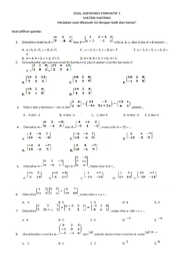 Soal Asessmen Formatif 1 | PDF