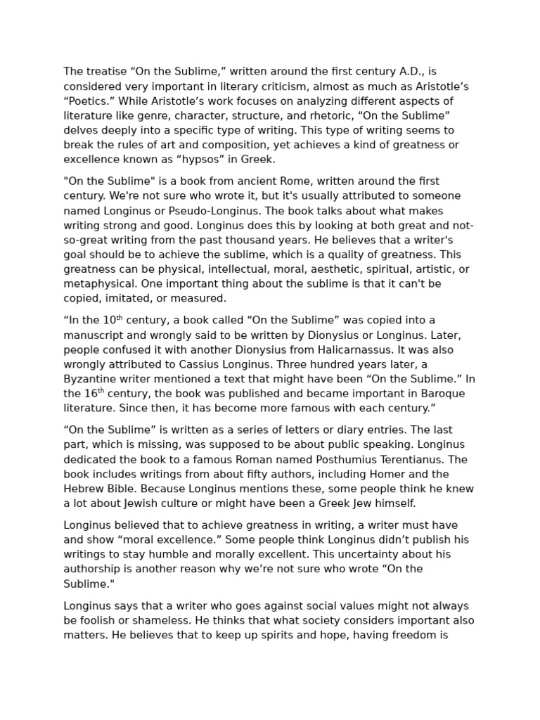 On The Sublime by Longinus | PDF