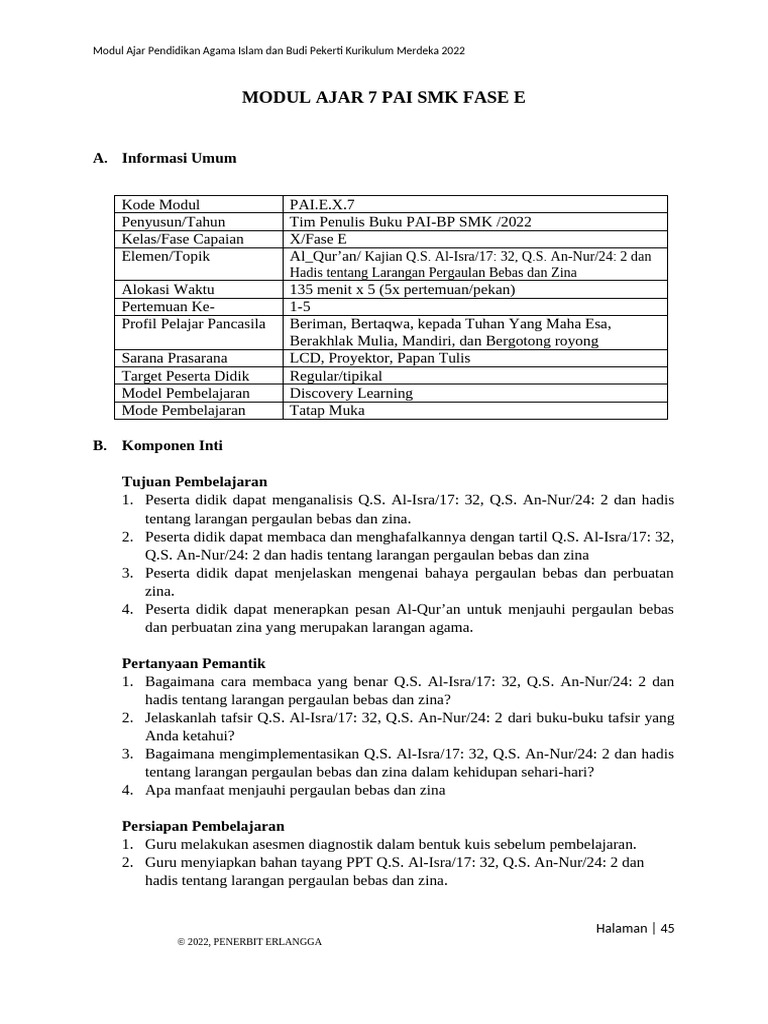 7. MODUL AJAR 7 PAI SMK KELAS X BAB 7_oke-fin | PDF