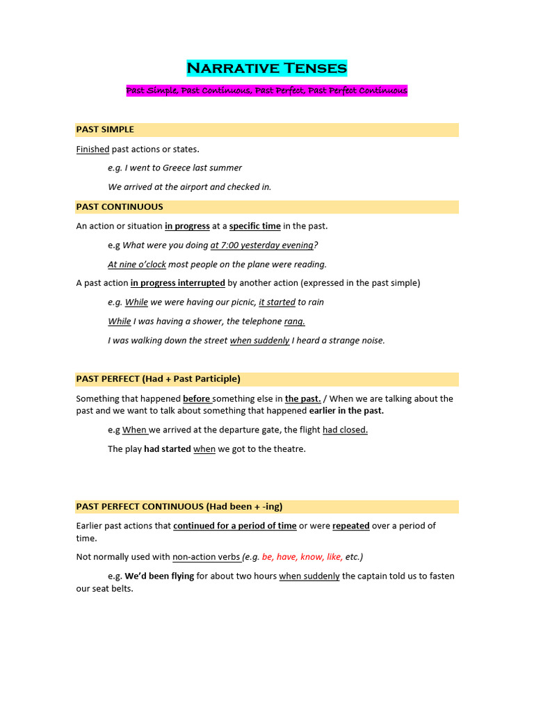B2.2 GR Narrative Tenses | PDF