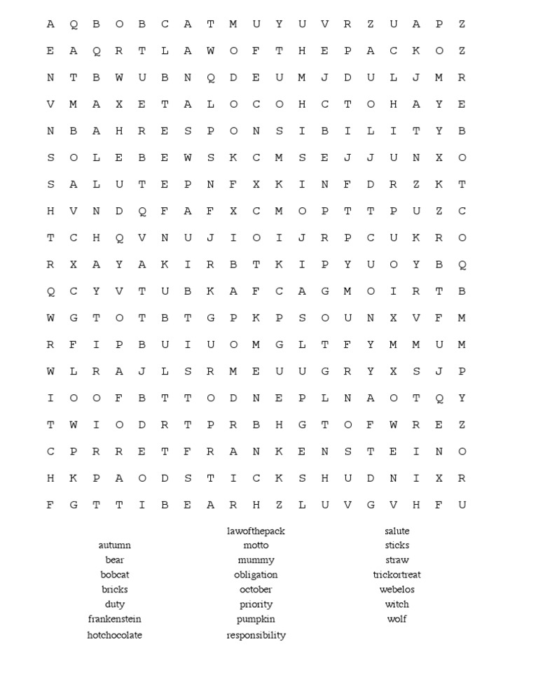 Cub Scouts Word Search Puzzle | PDF | Patriotic And National ...