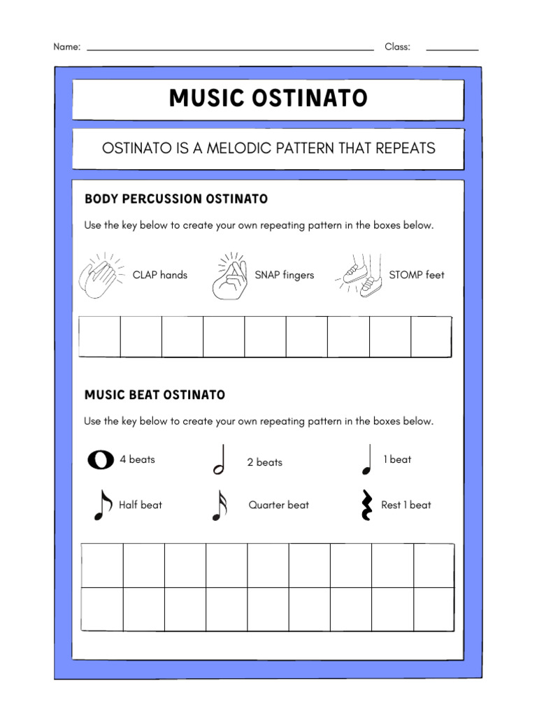 Music Ostinato Worksheet | PDF