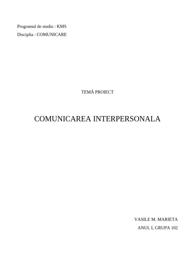 Comunicare Interpersonala 3 | PDF