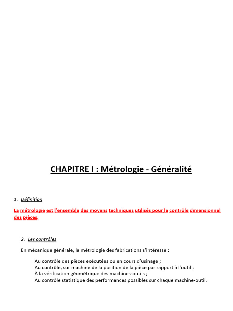 Cours - La - Metrologie Conv | PDF