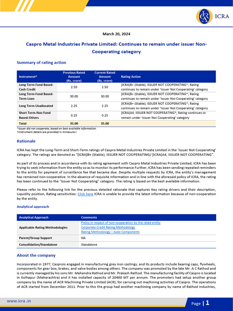 Caspro Metal Industries Private Limited | PDF
