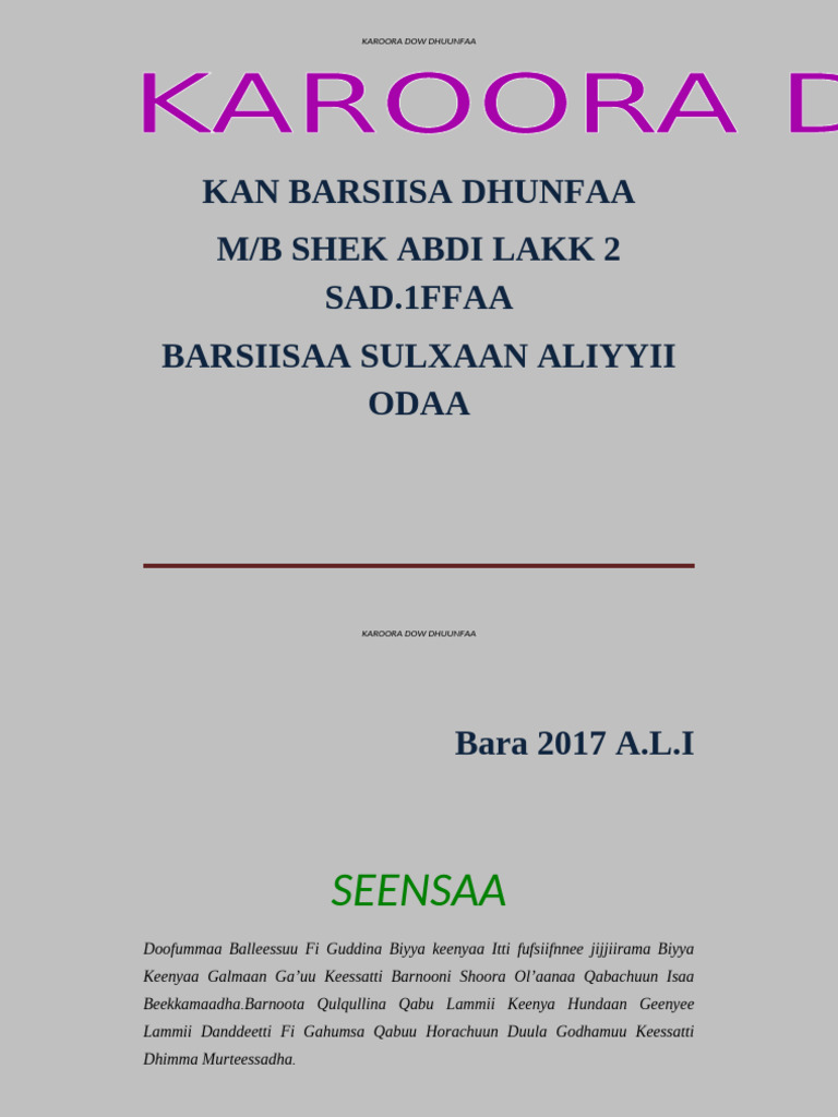 Karoora DOW Bara 2017 | PDF