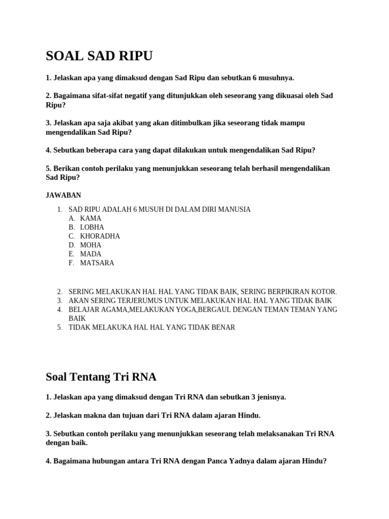 Soal Sad Ripu | PDF