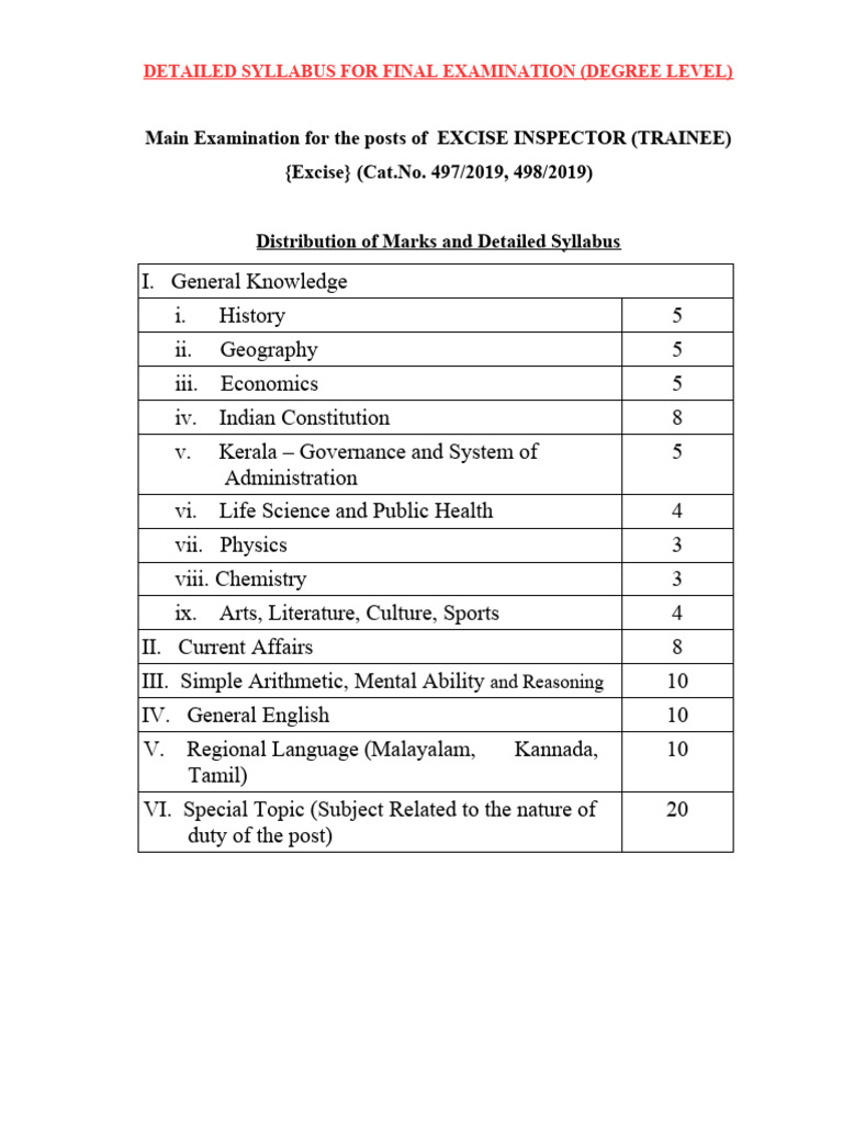 V. Excise Inspector | PDF