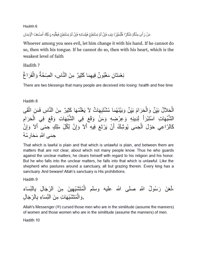 Hadith 6-15 Islamiat NBF | PDF | Islamic Belief And Doctrine ...