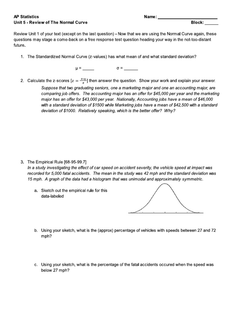 AP Statistics Normal Curve | PDF