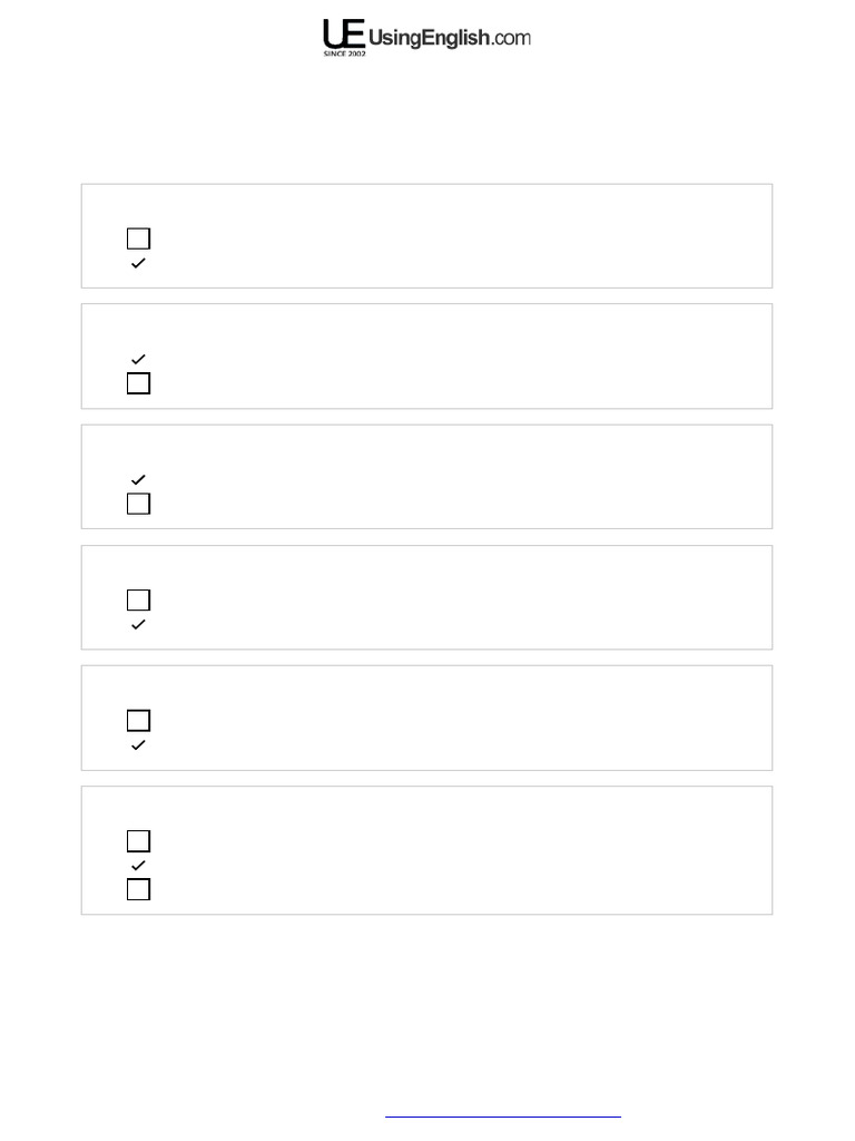 Handout 50 Question Level Test Beginner 29 Answers | PDF