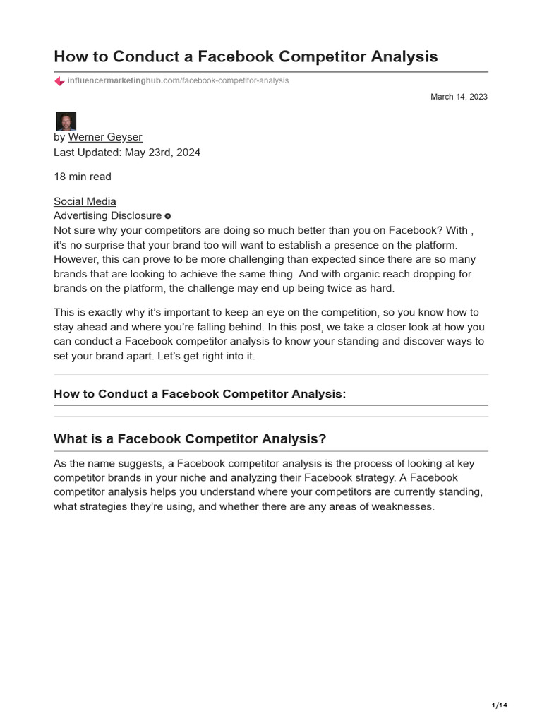 How To Conduct A Facebook Competitor Analysis | PDF