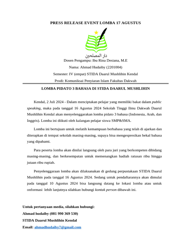 Press Release Event Lomba 17 Agustus | PDF