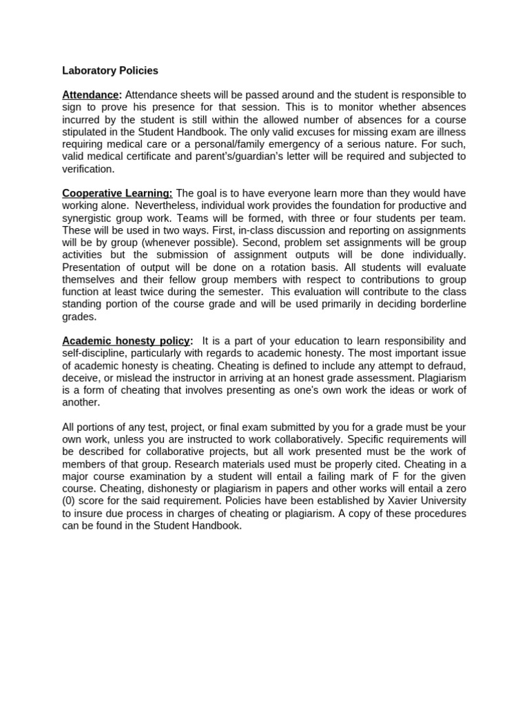 Laboratory Policies | PDF