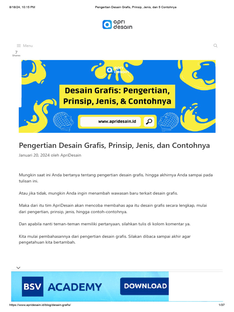 Pengertian Desain Grafis, Prinsip, Jenis, Dan 5 Contohnya | PDF