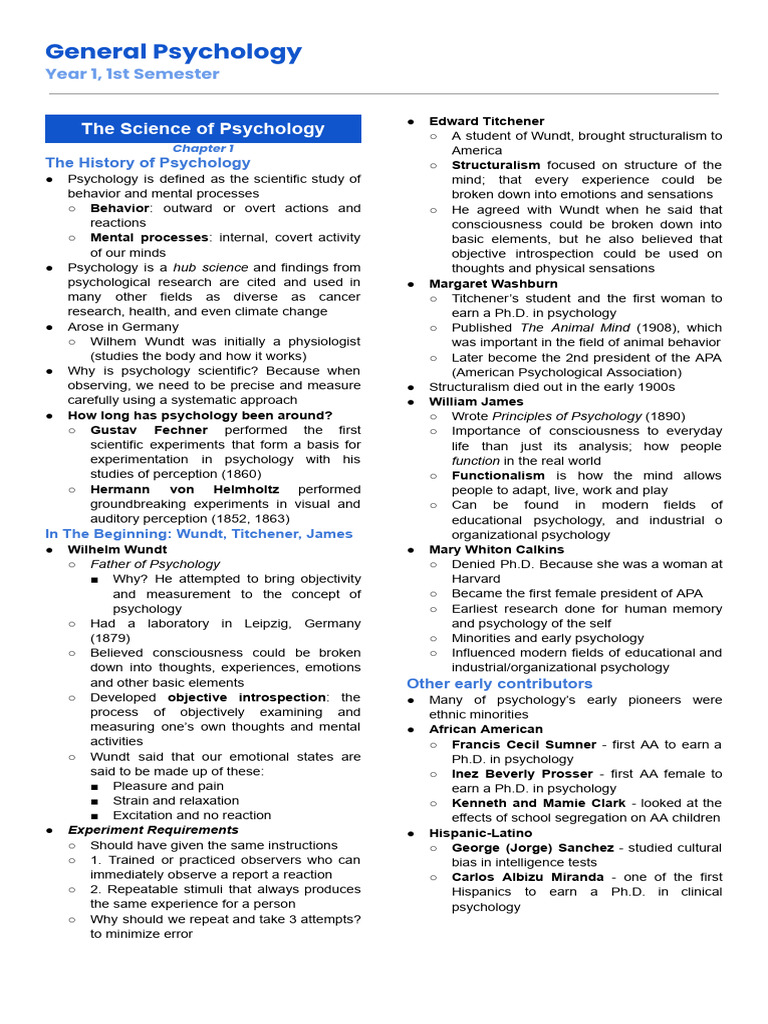 PSYC 20 General Psychology Notes | PDF | Neurotransmitter | Myelin