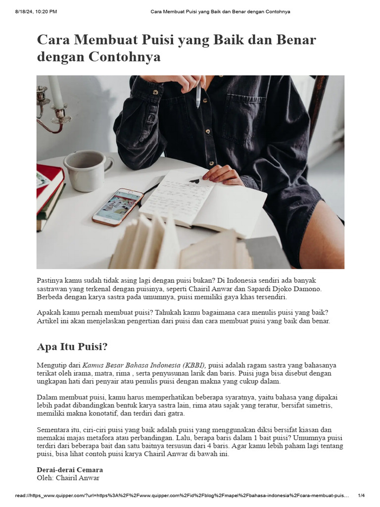 Cara Membuat Puisi Yang Baik Dan Benar Dengan Contohnya | PDF