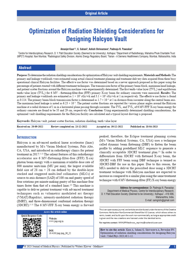 Optimization of Radiation Shielding Considerations | PDF