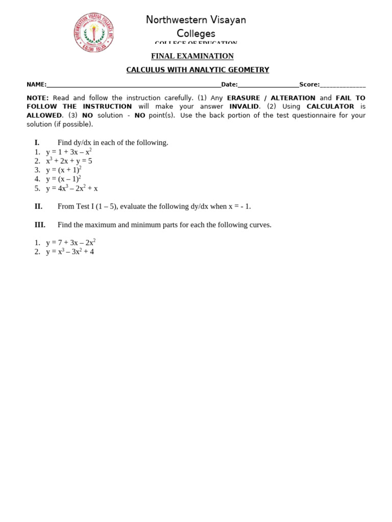 Calculus With Analytic Geometry Pdf