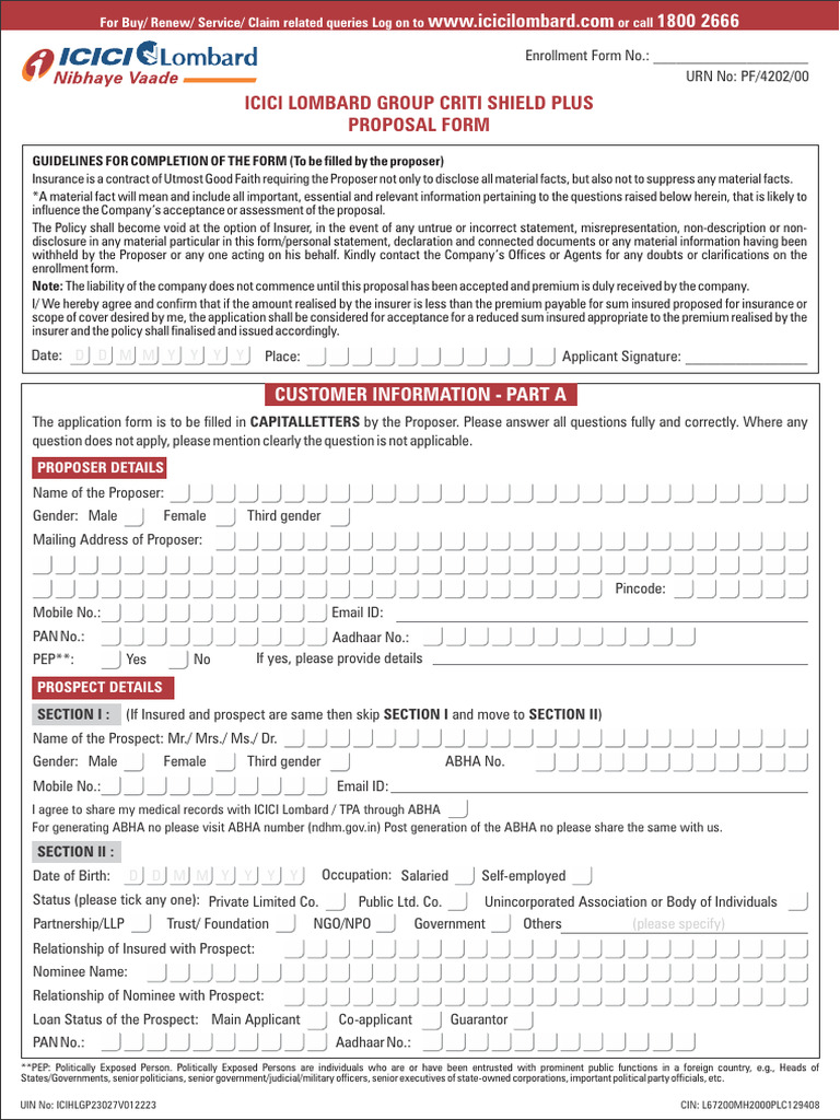 Group Criti Shield Plus Form | PDF | Insurance | Underwriting