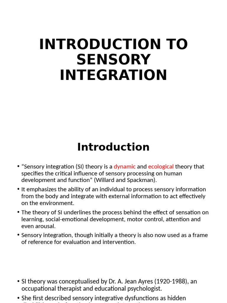 Introduction To Sensory Integration | PDF