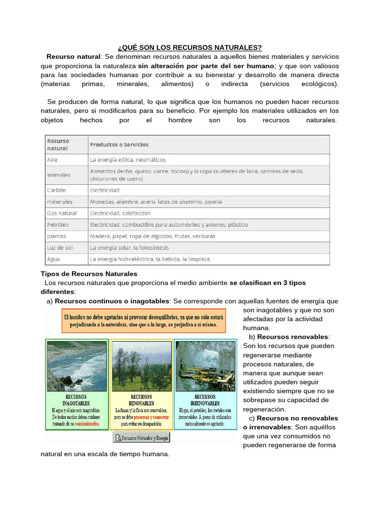 Qué Son Los Recursos Naturales | PDF