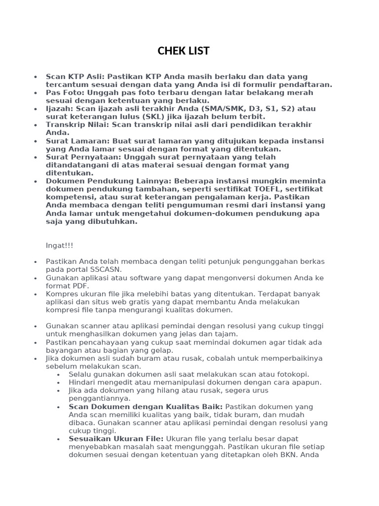 Chek List | PDF