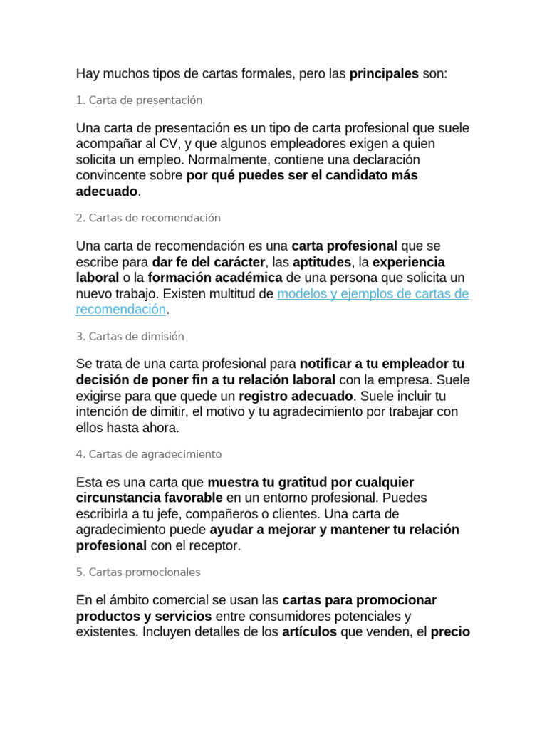 Hay Muchos Tipos de Cartas Formales | PDF