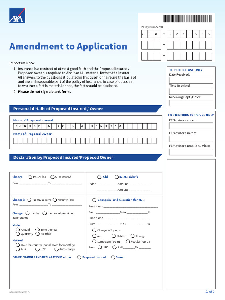 Amendment To Application v2 | PDF