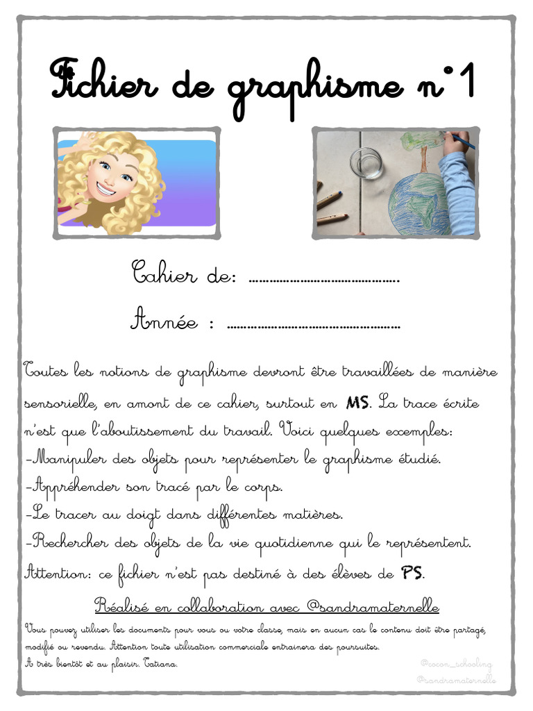 Fichier de Graphisme N°1: Année: Cahier De: . | PDF