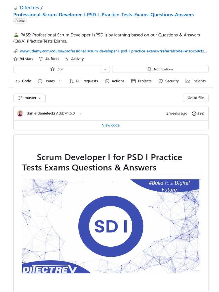 GitHub - Ditectrev - Professional-Scrum-Developer-I-PSD | PDF | Scrum (Software Development ...