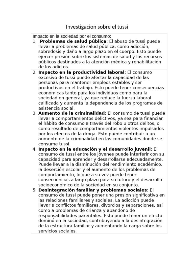 Investigacion Sobre El Tussi | PDF