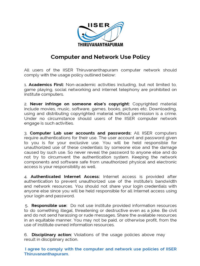 Computer and Network Usage Policy | PDF