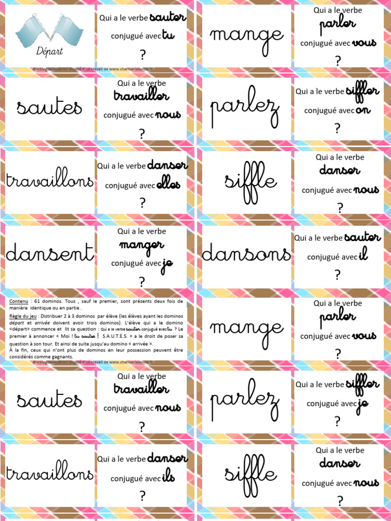 Dominos Présent Des Verbes en Er V2 ALIASLILI | PDF | Pub ...