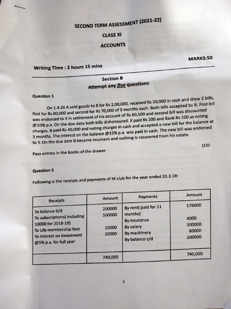 Accounts Class 11 QP | PDF